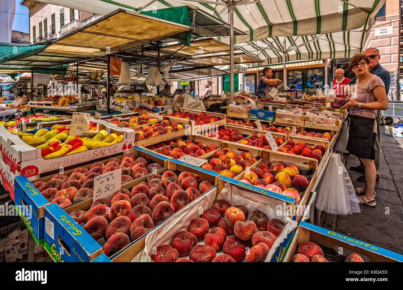 Italy Liguria Chiavari - Piazza Mazzini Market - fruit Stock Photo - Alamy