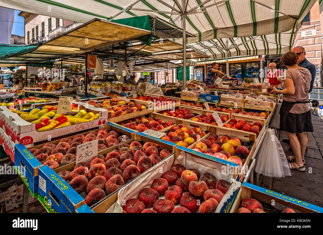 Italy Liguria Chiavari - Piazza Mazzini Market - fruit Stock Photo - Alamy