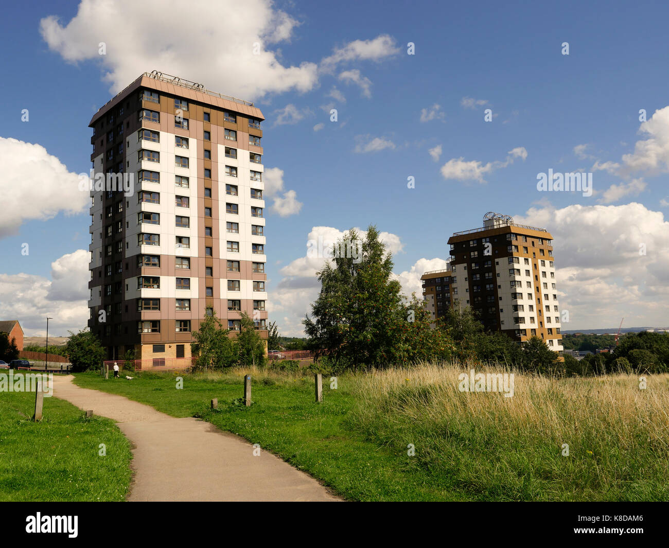 Tower blocks with modern cladding Sheffield Stock Photo - Alamy