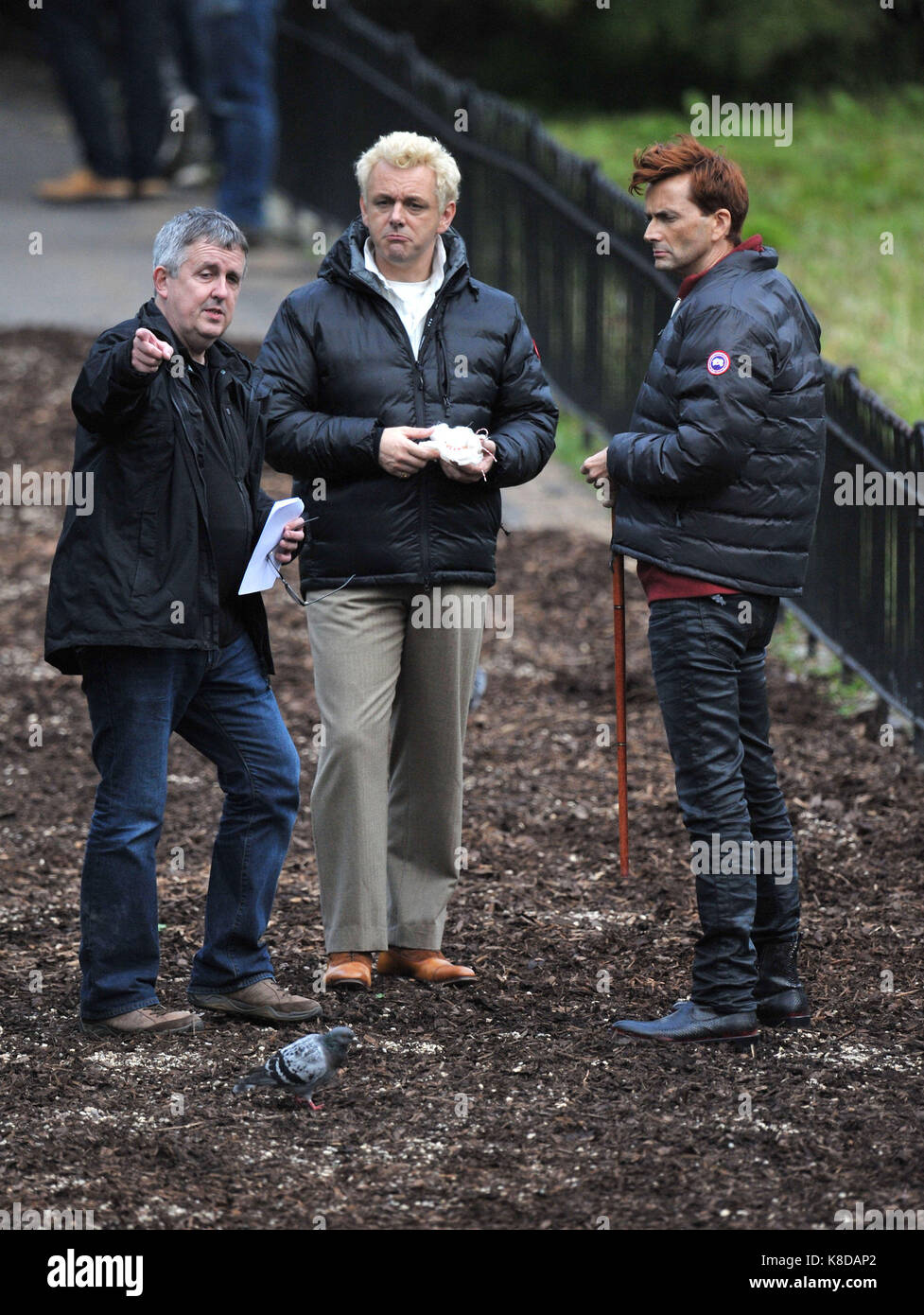Michael Sheen (centre) with co-star David Tennant (right) during ...