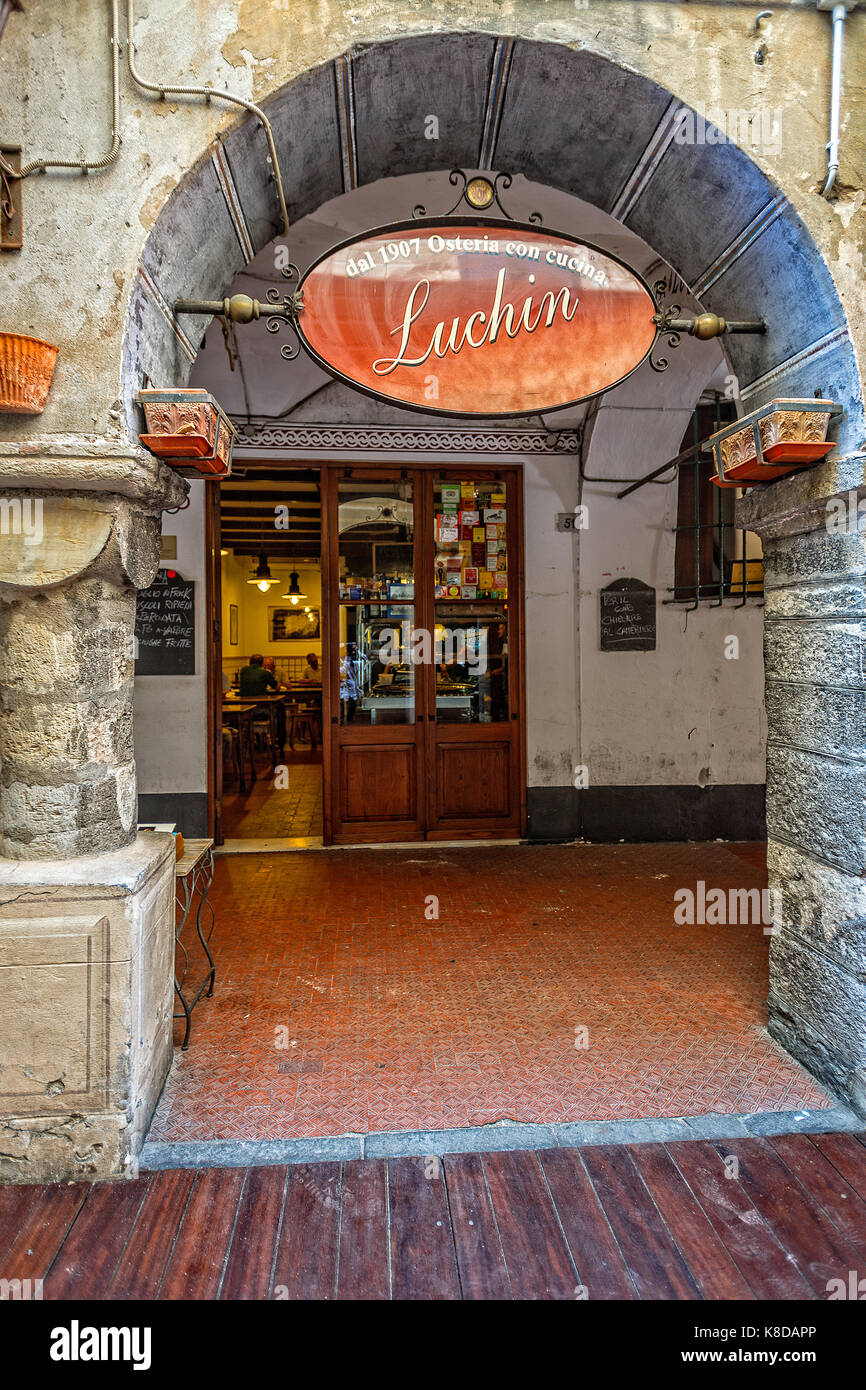 Italy Liguria Chiavari Luchin Restaurant, Via Bighetti Stock Photo - Alamy