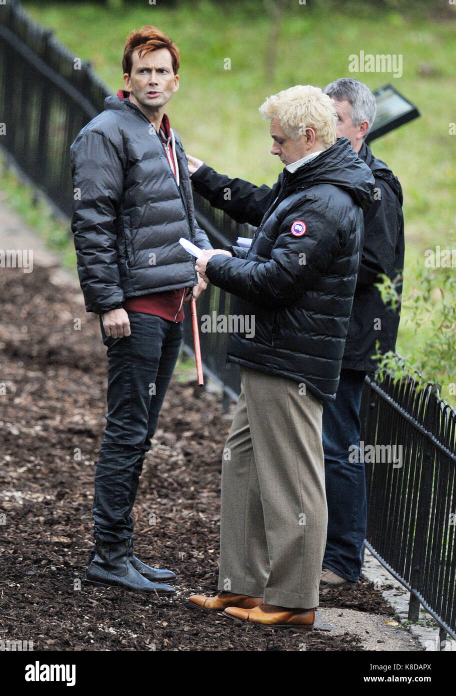 Michael Sheen (right) with co-star David Tennant (left) during ...