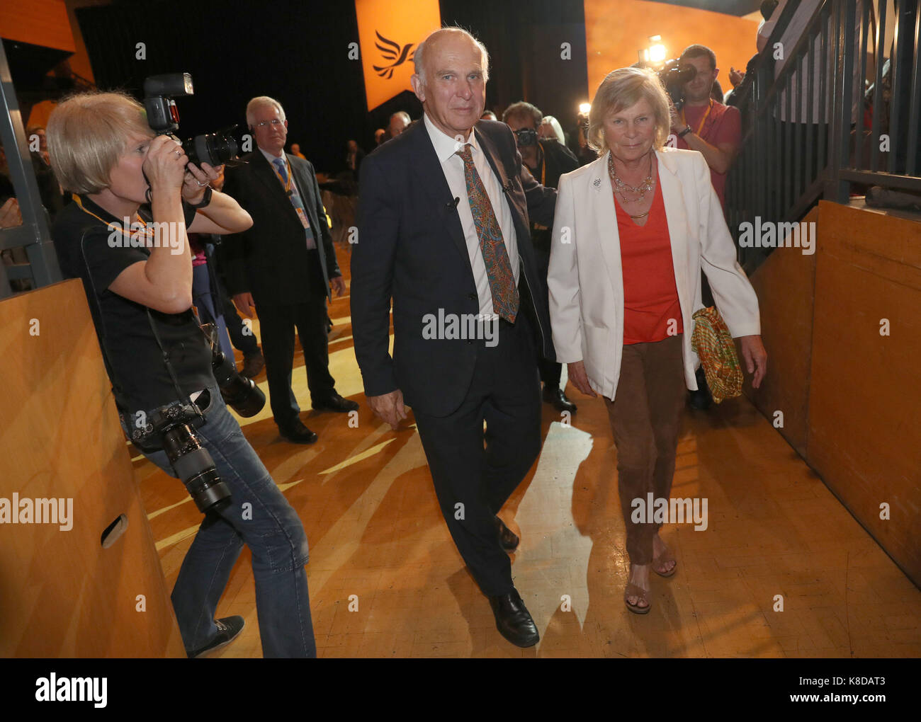 Liberal Democrats leader Sir Vince Cable with his wife Rachel after ...