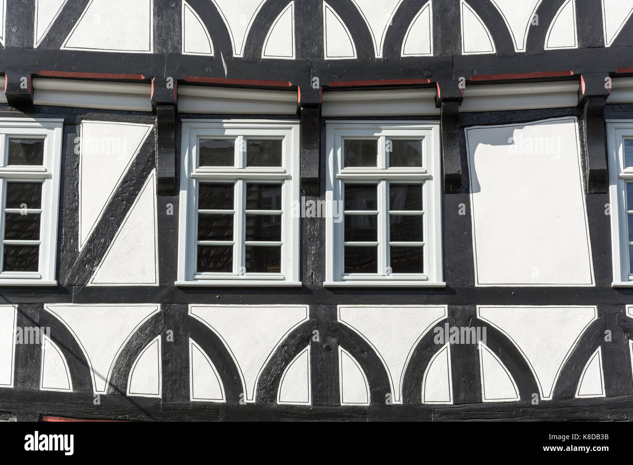 Historic black and white half timbered house from the front Stock Photo ...