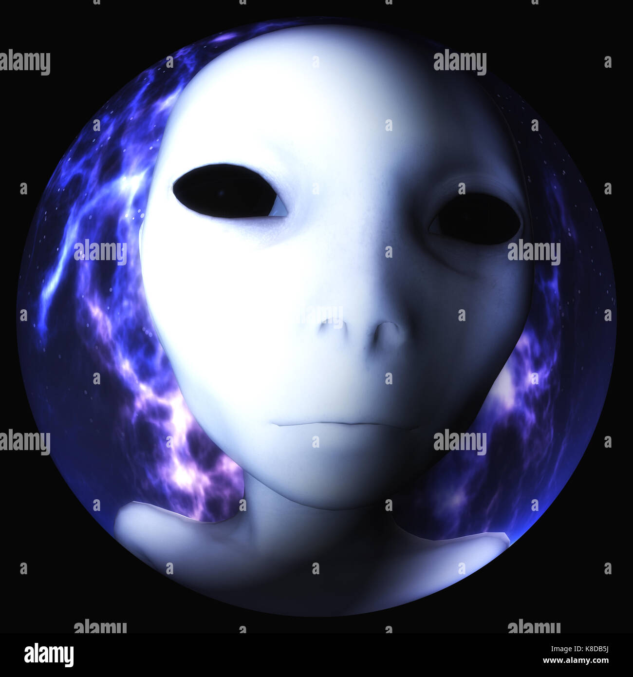 Digital 3D Illustration of an Alien Head Stock Photo - Alamy