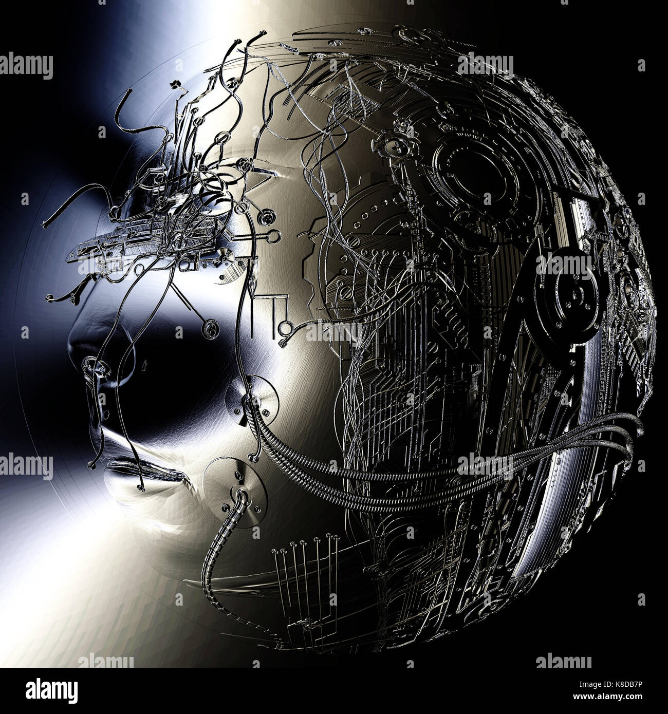 Digital 3D Illustration of a Cyborg Head Stock Photo - Alamy