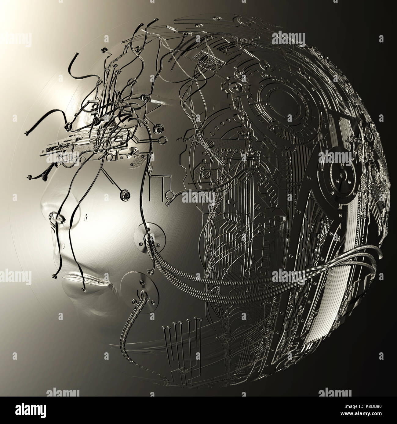Digital 3D Illustration of a Cyborg Head Stock Photo - Alamy