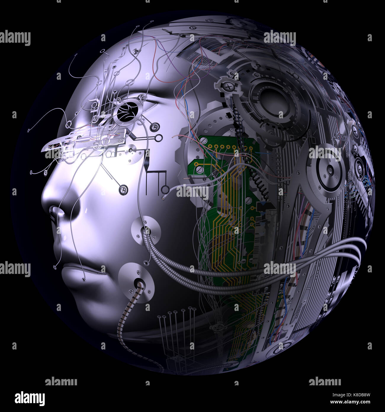 Digital 3D Illustration of a Cyborg Head Stock Photo - Alamy