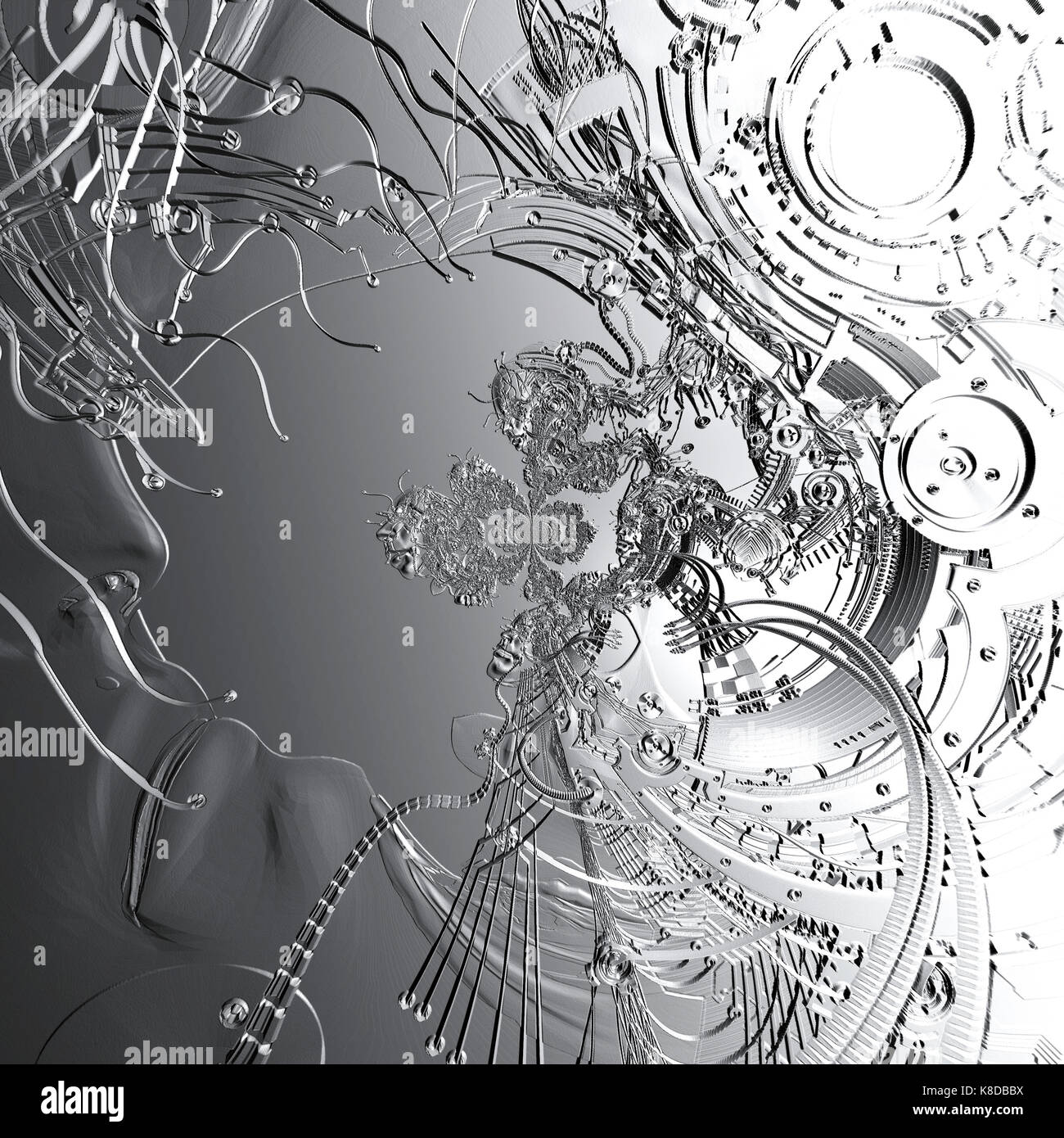 Digital 3D Illustration of a Cyborg Head Stock Photo - Alamy