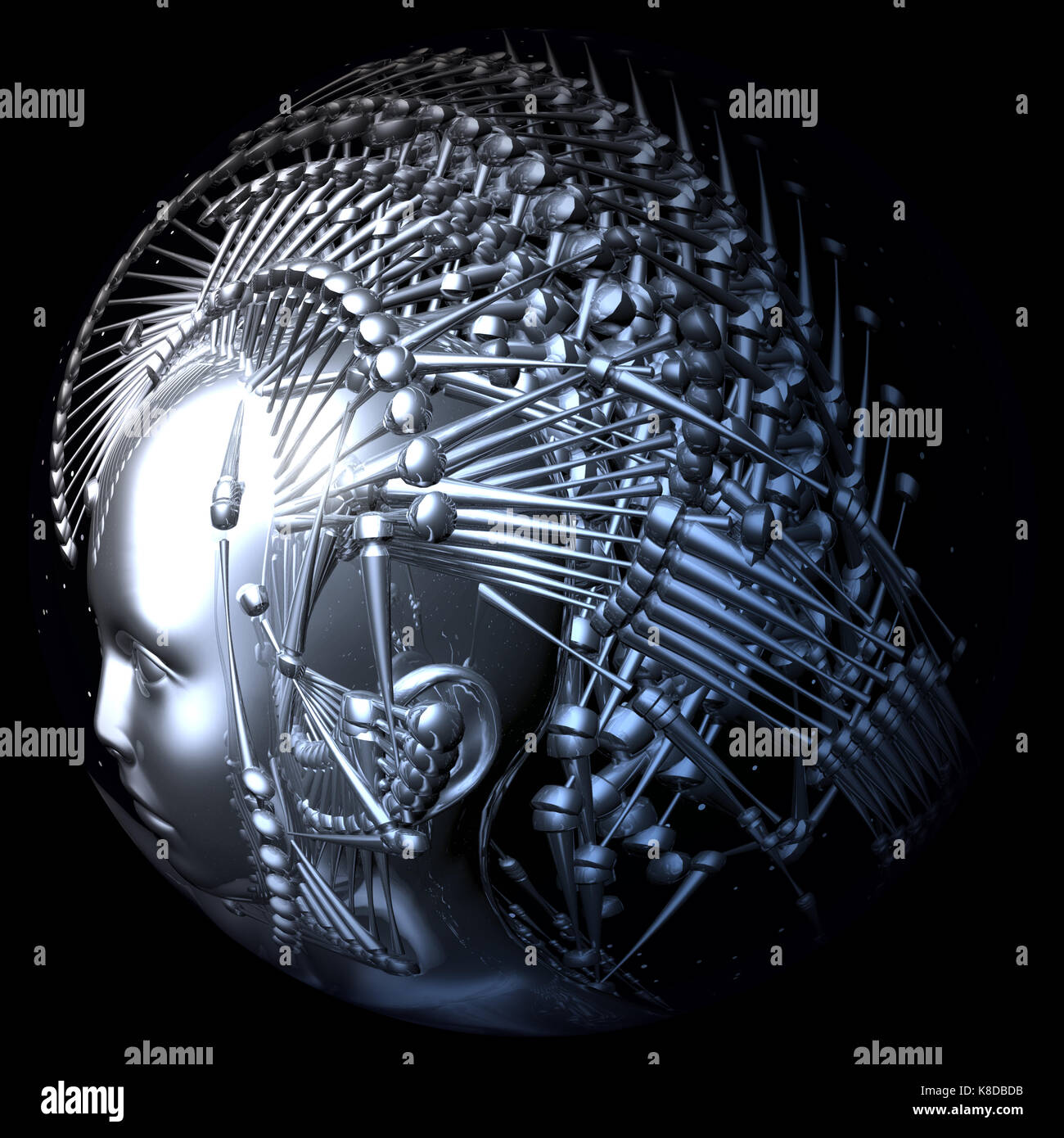 Digital 3D Illustration of a Cyborg Head Stock Photo - Alamy