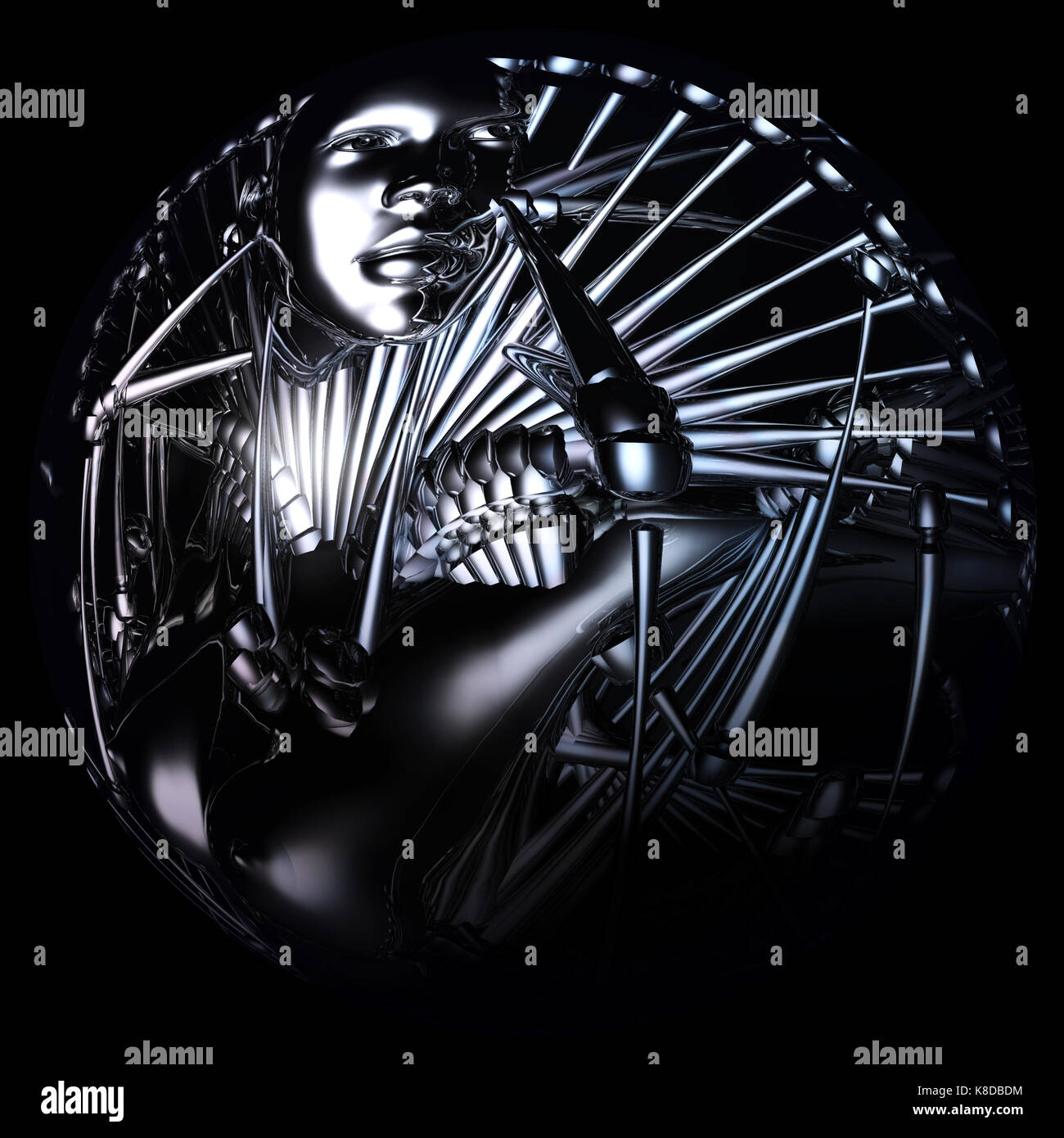 Digital 3D Illustration of a female Cyborg Stock Photo - Alamy