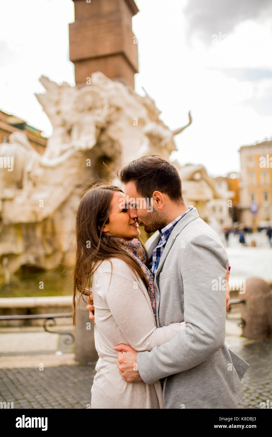 View at loving couple in Rome , Italy Stock Photo - Alamy