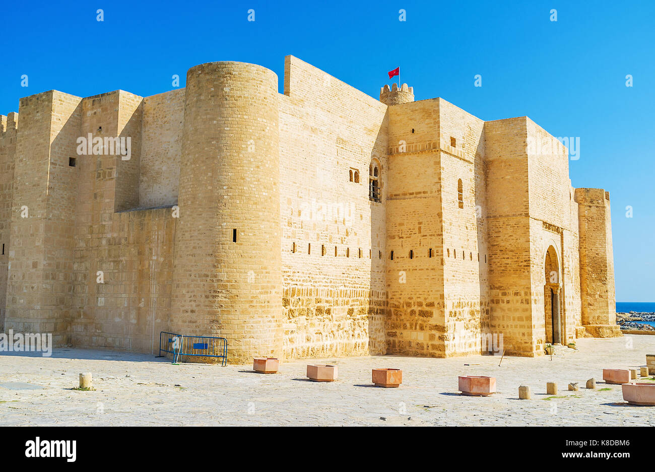 The huge walls and old towers of famous fortress of Monastir - Ribat ...