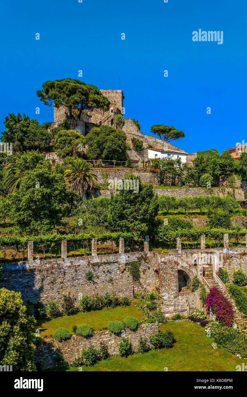 Italy Liguria Chiavari view with castle Stock Photo - Alamy
