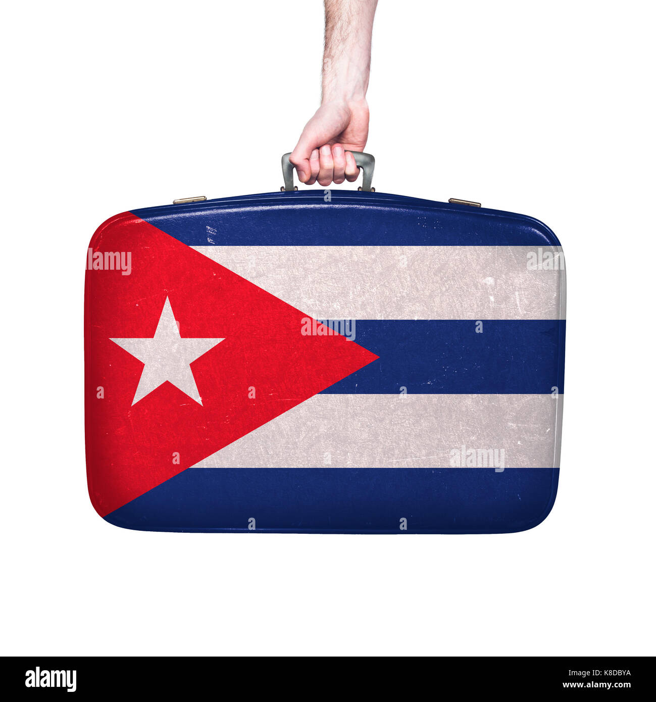 Cuba flag on a vintage leather suitcase Stock Photo - Alamy