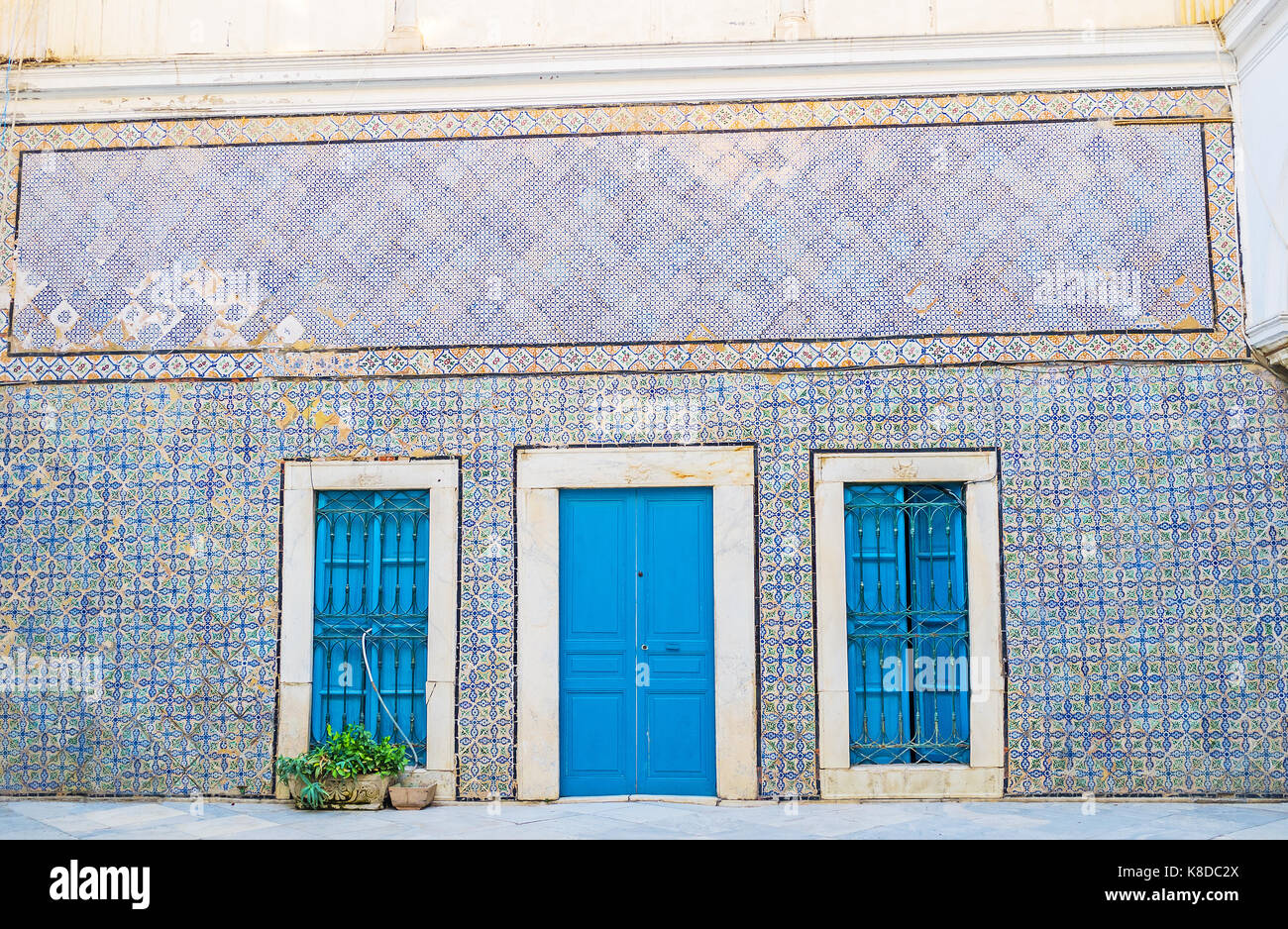 TUNIS, TUNISIA - AUGUST 30, 2015: The courtyard of historic Arabic Dar ...