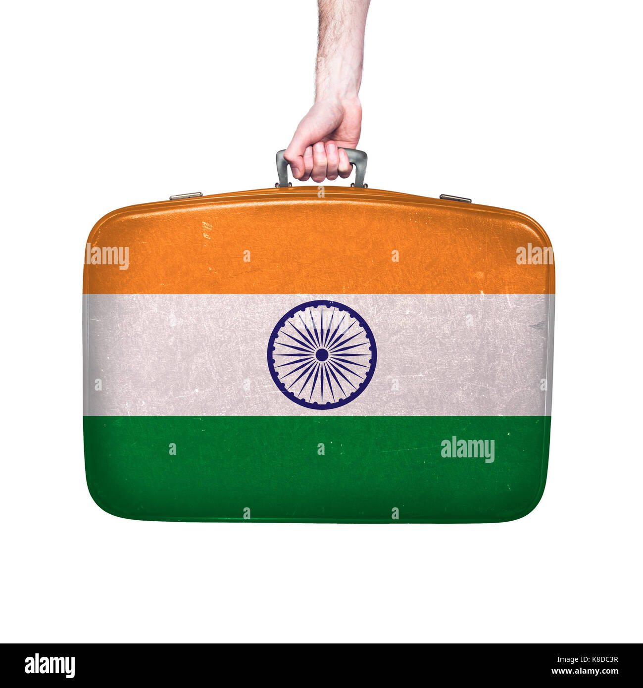 India flag on a vintage leather suitcase Stock Photo - Alamy