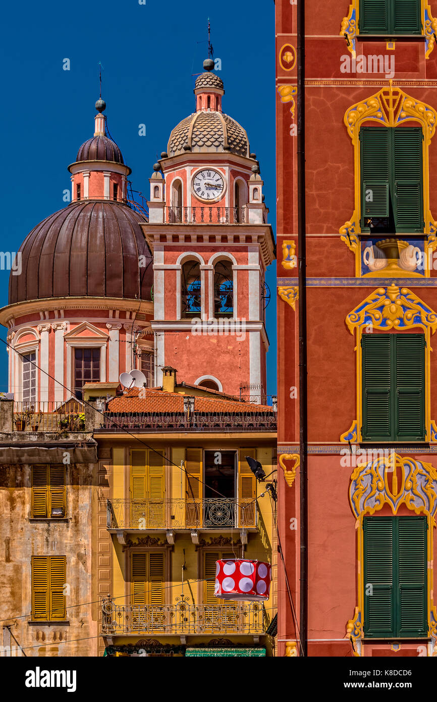 Italy Liguria Chiavari view with church of San Michele Stock Photo - Alamy