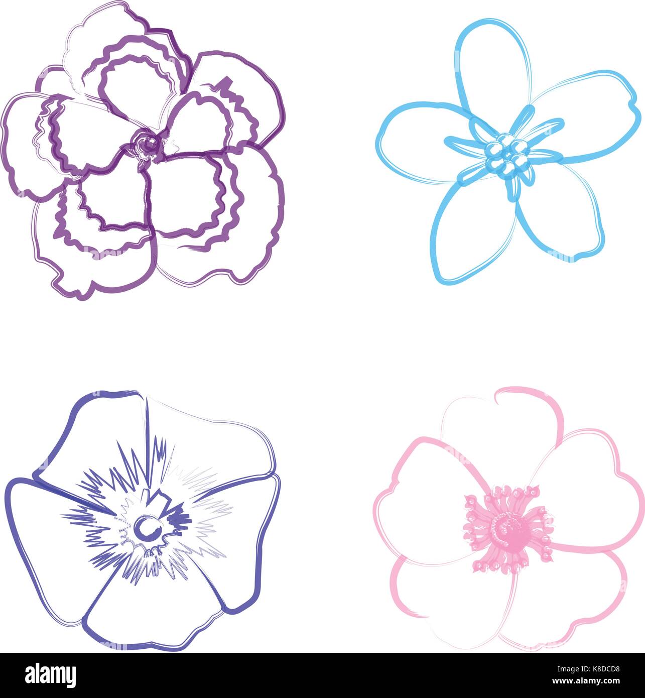 Set of flower outlines Stock Vector Image & Art - Alamy