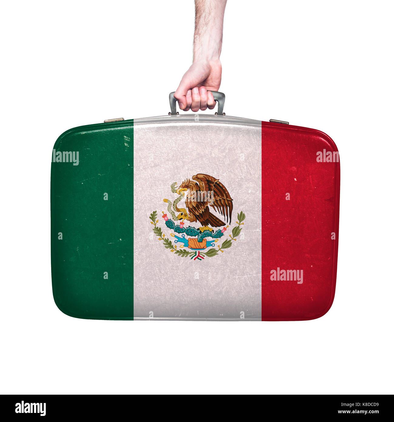 Mexico flag on a vintage leather suitcase Stock Photo - Alamy