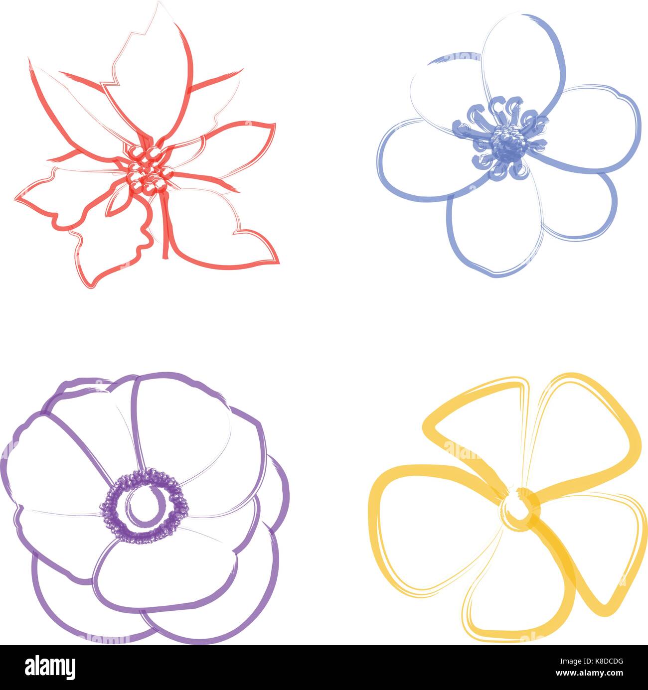Set of flower outlines Stock Vector Image & Art - Alamy