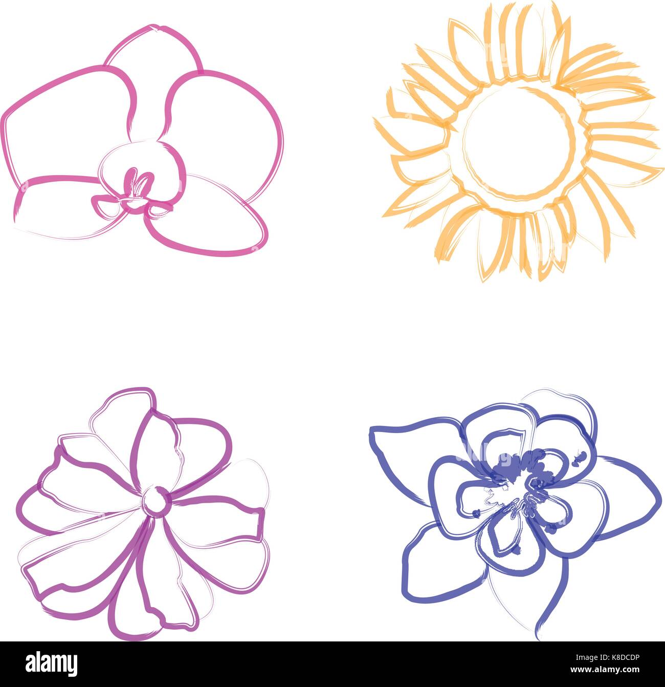 Set of flower outlines Stock Vector Image & Art - Alamy