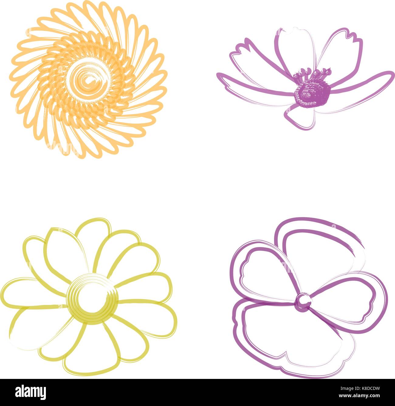 Set of flower outlines Stock Vector Image & Art - Alamy