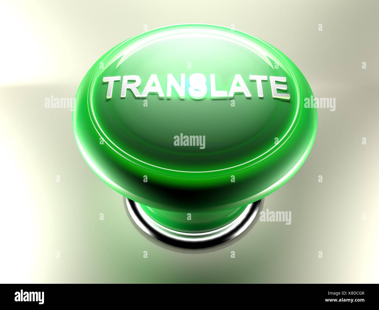 Green pushbutton to TRANSLATE - 3D rendering Stock Photo - Alamy