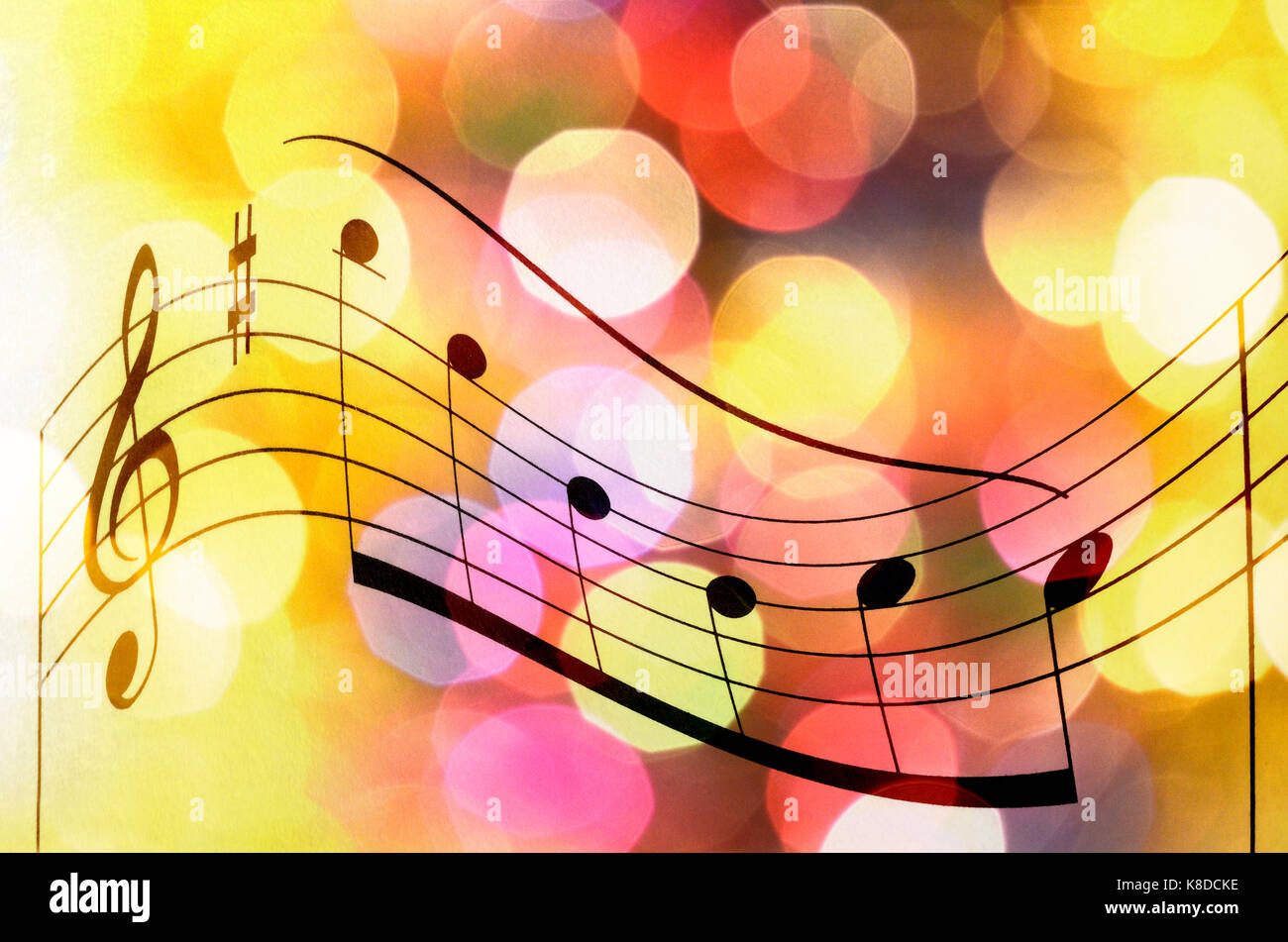 Music notes score background, piano score, close up and deformation ...