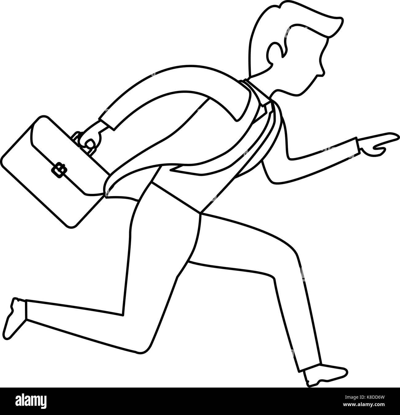 businessman running with portfolio avatar character vector illustration ...