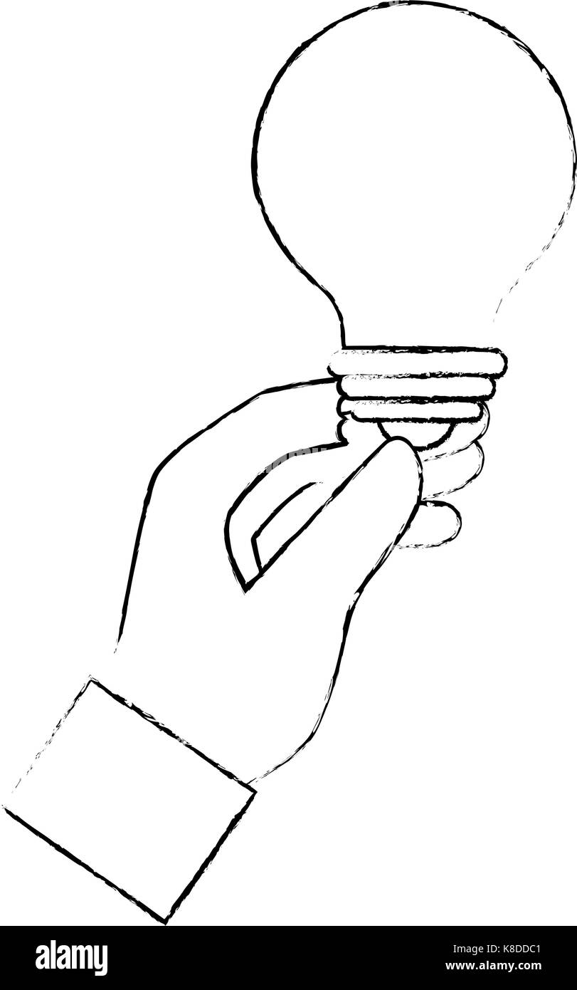 hand human with bulb light vector illustration design Stock Vector ...