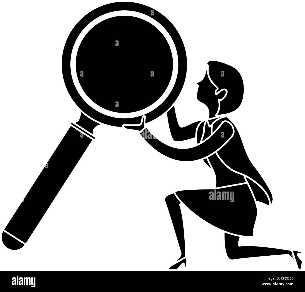 businesswoman with magnifying glass avatar character vector ...