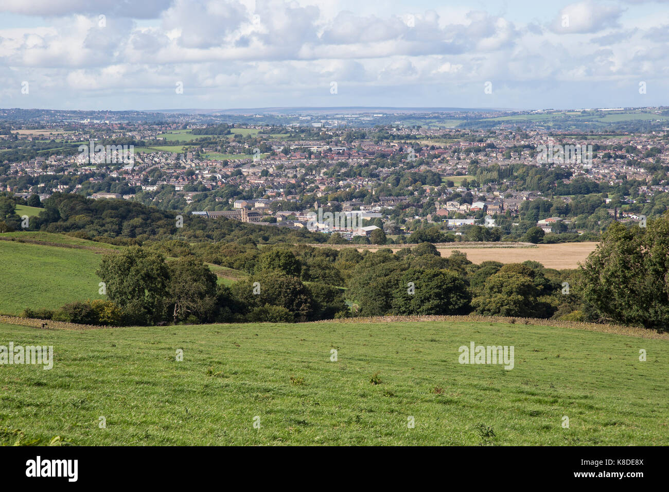 A view of Mirfield, West Yorkshire from Lower Whitley looking North ...