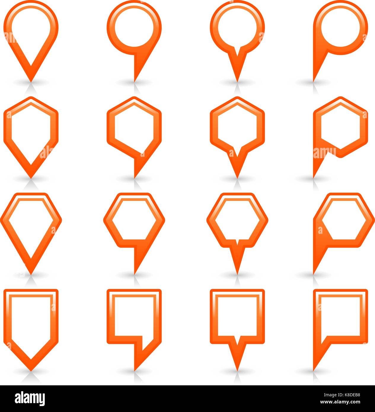 Flat brown color map pin sign location icon with gray shadow and ...
