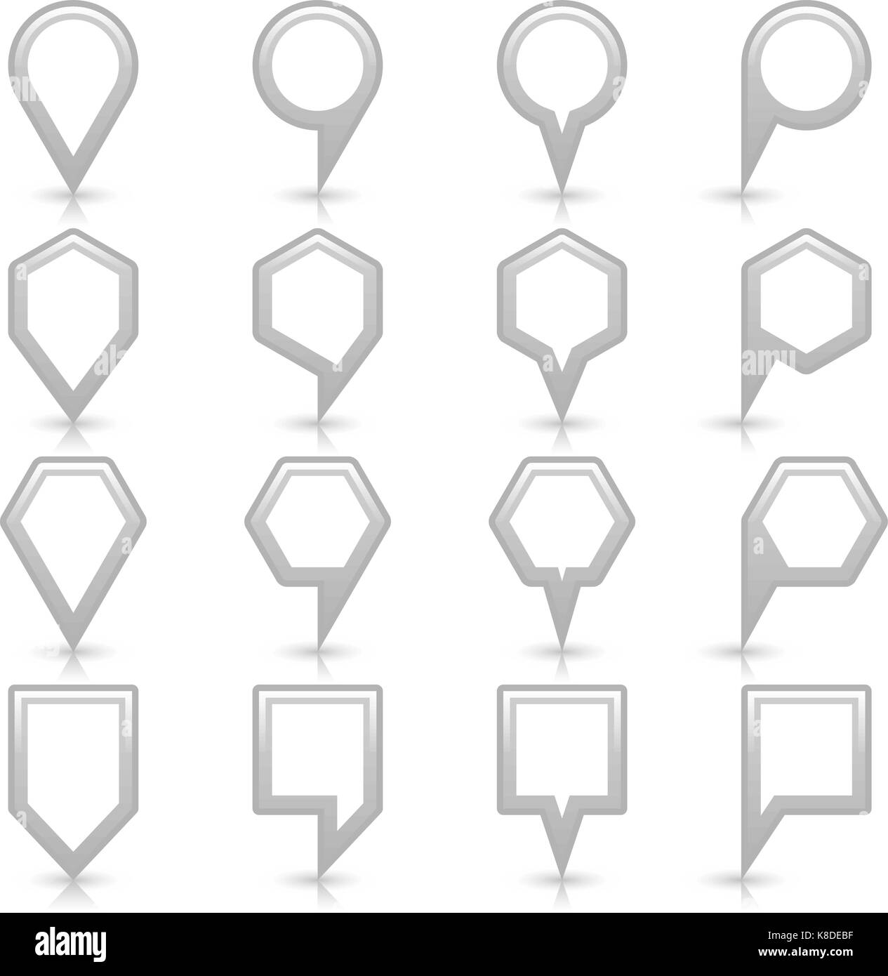 Flat gray color map pin sign location icon with gray shadow and ...