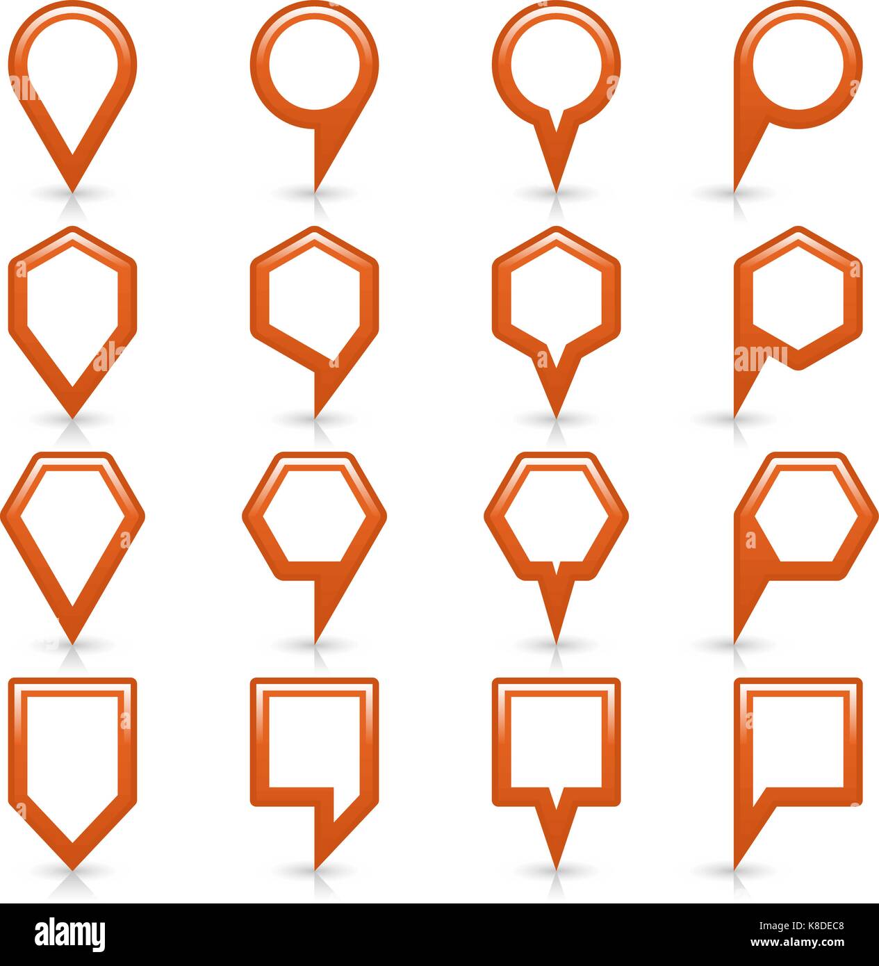 Flat brown color map pin sign location icon with gray shadow and ...