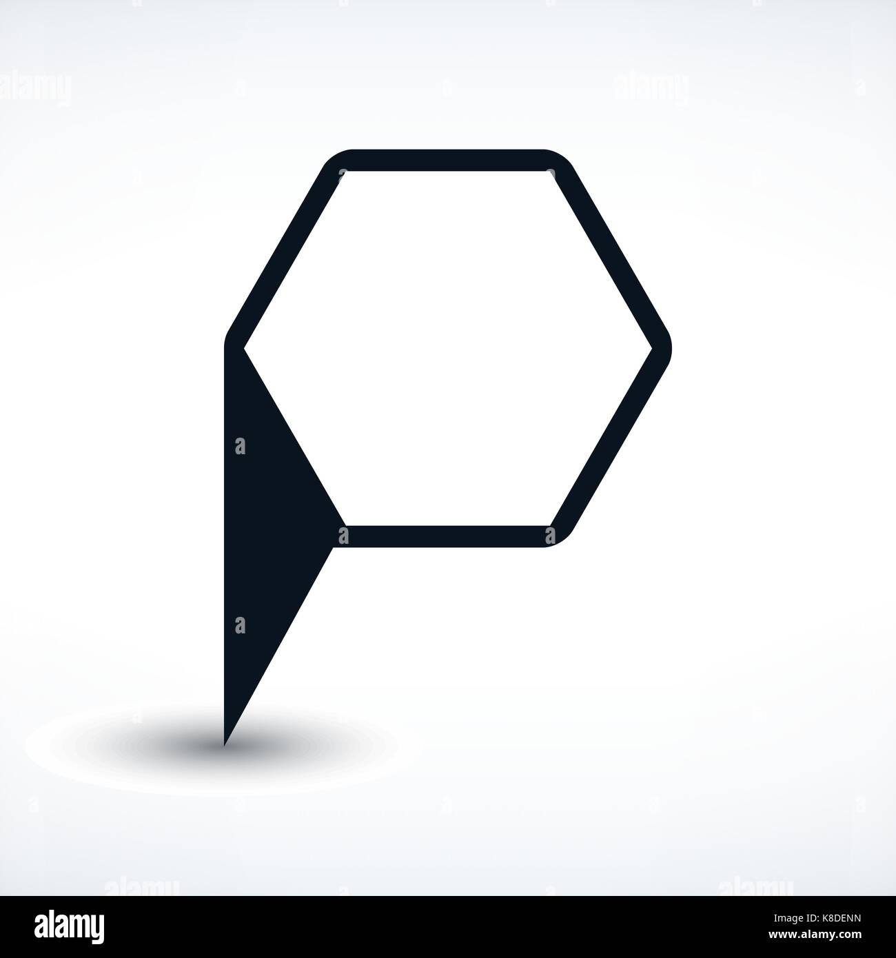 Map pin location sign rounded hexagon icon in flat style. Simple black ...