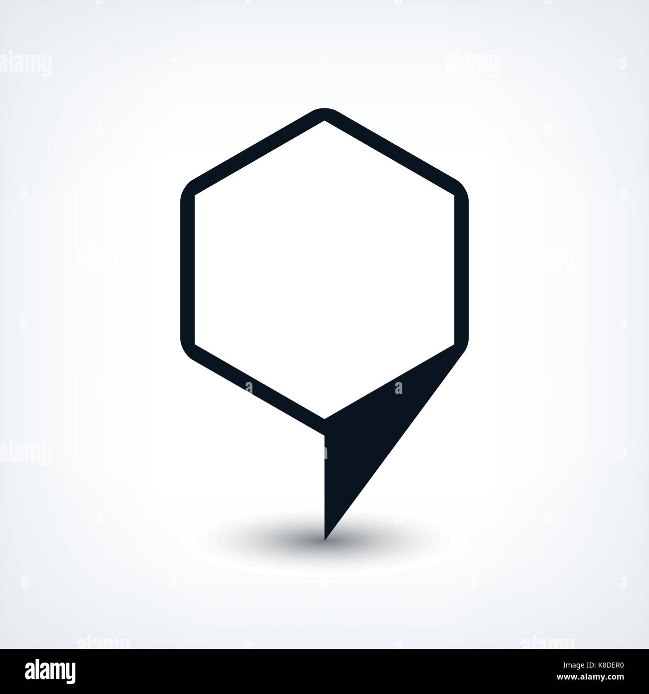 Map pin location sign rounded hexagon icon in flat style. Simple black ...