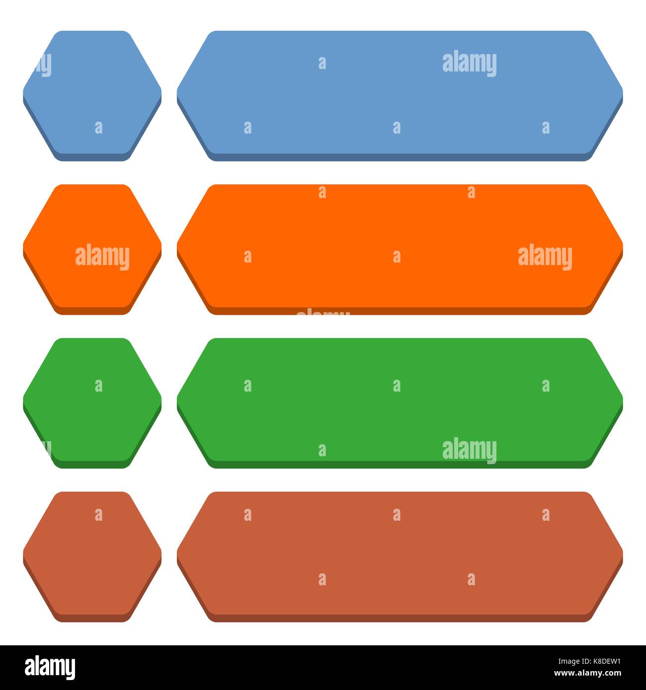 Flat blank icon hexangle empty internet color button on white ...