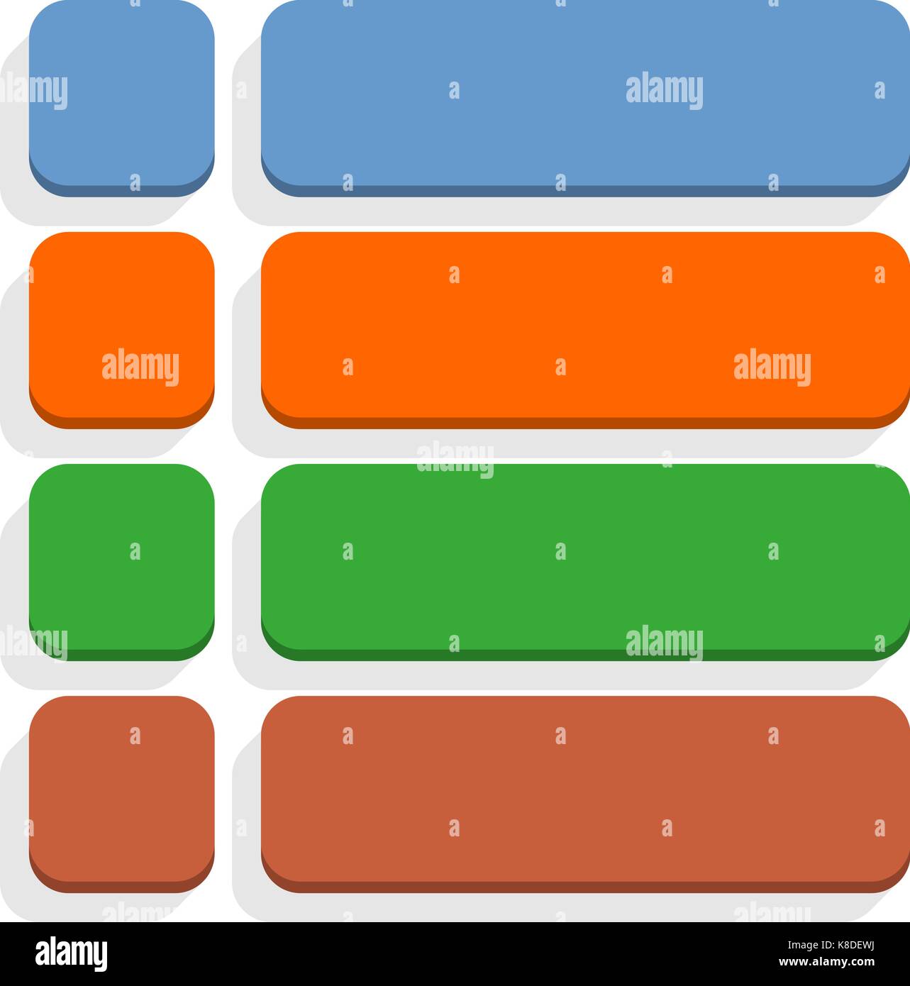 Flat blank icon square empty internet color button on white background ...