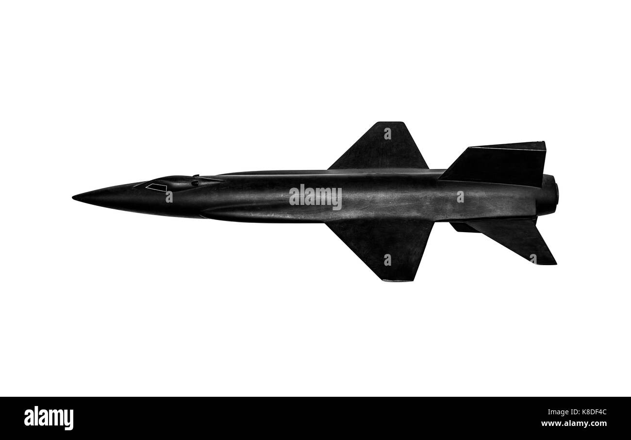 Black manned rocket on white background Stock Photo - Alamy