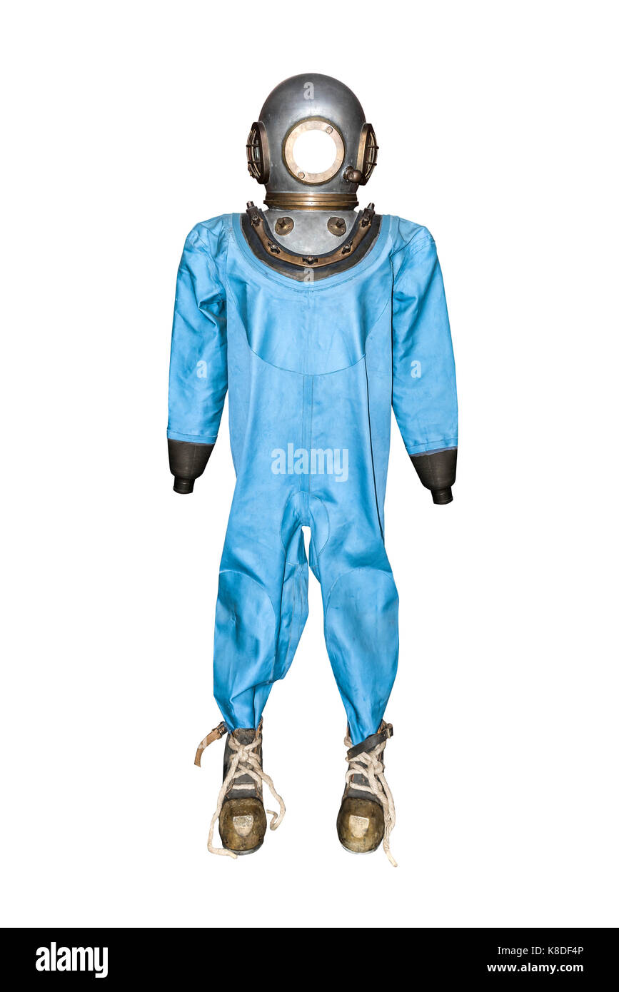 Antique copper scuba isolated on a white background Stock Photo - Alamy