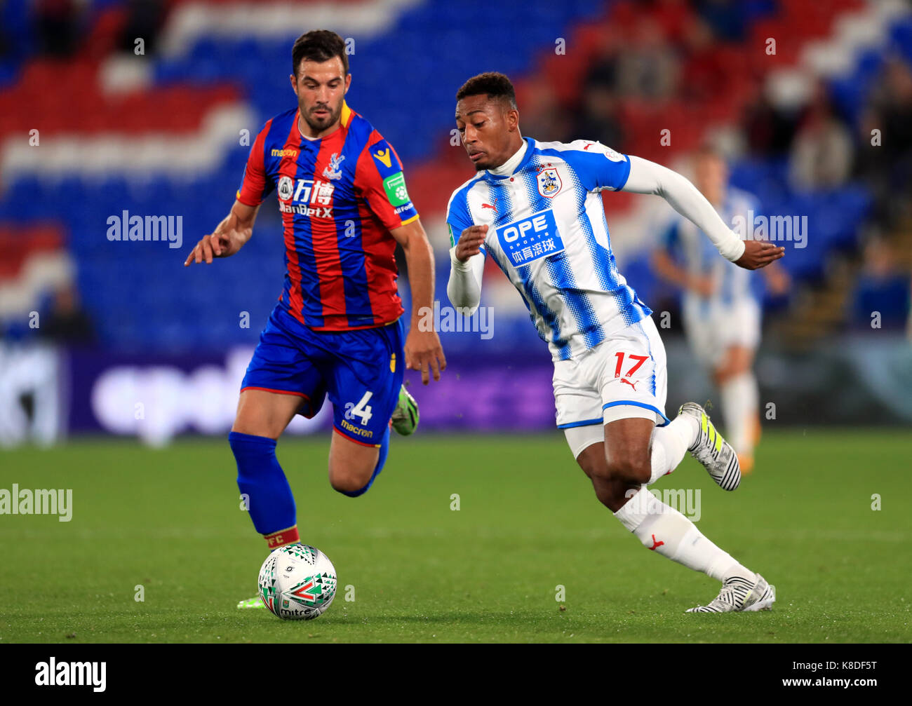 Crystal Palace's Luka Milivojevic (left) and Huddersfield Town's Rajiv ...