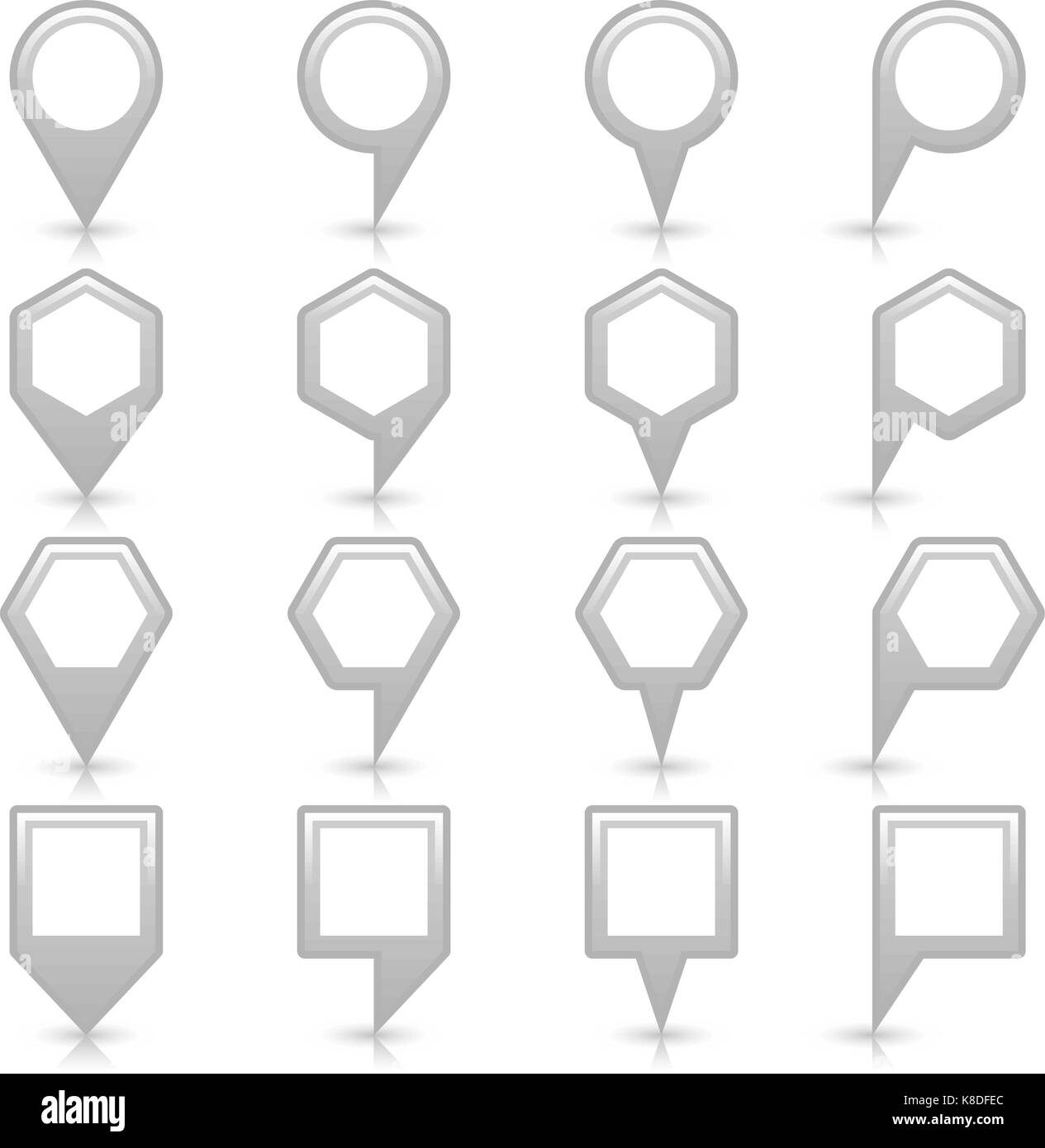 Flat gray color map pin sign location icon with gray shadow and ...