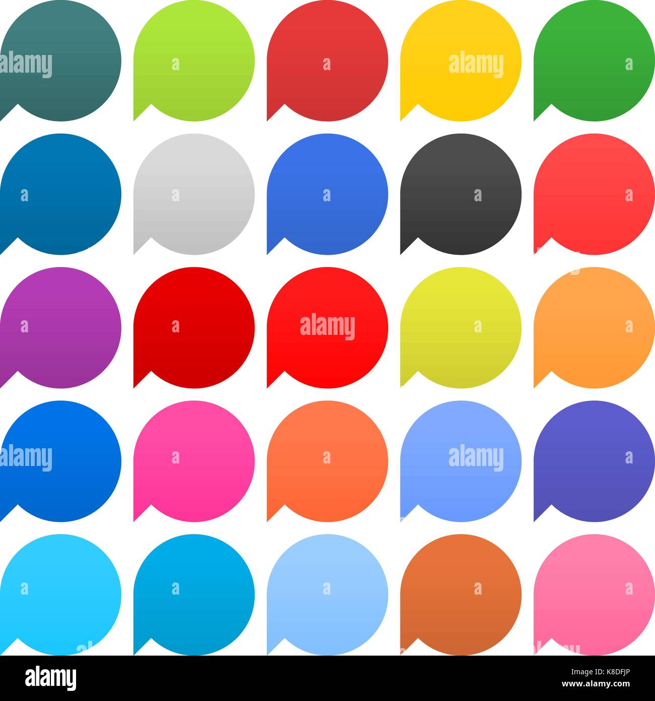 Flat 25 speech bubble sign web icon circle shape on white background ...