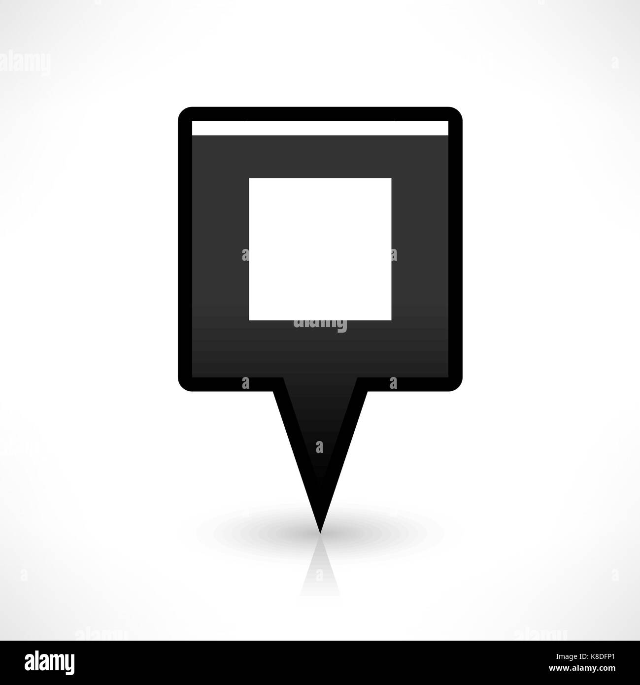 Map pin location sign rounded square icon in flat style. Simple black ...