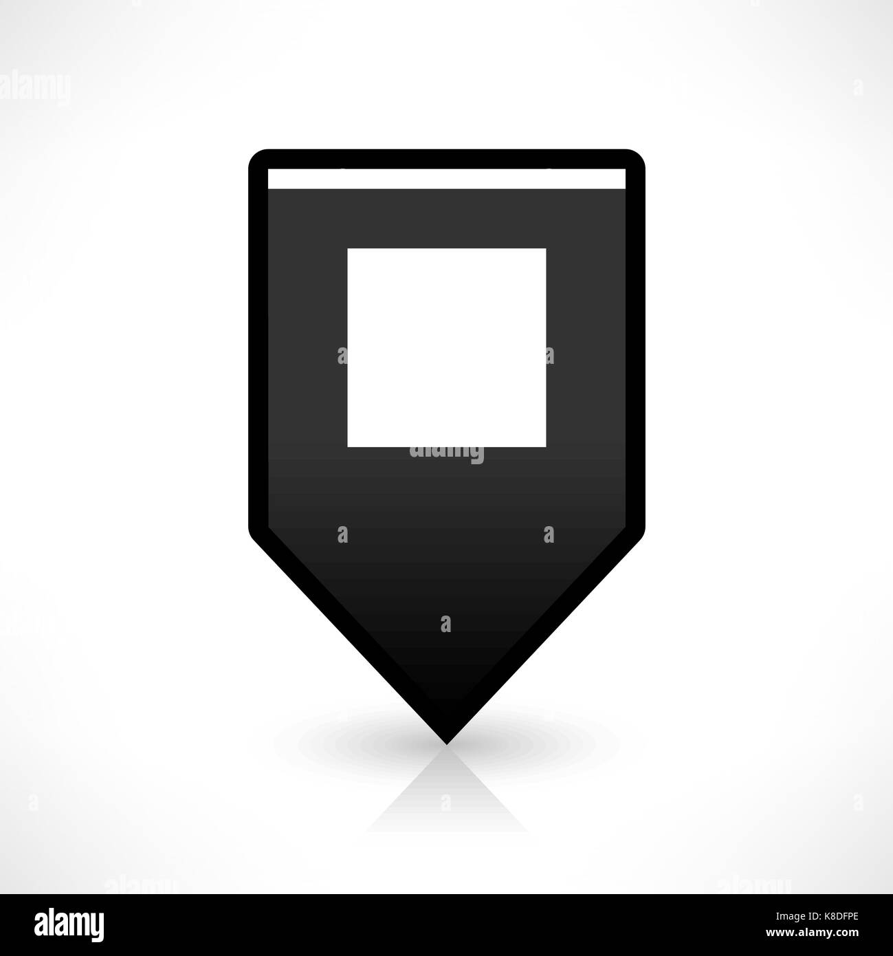 Map pin location sign rounded square icon in flat style. Simple black ...