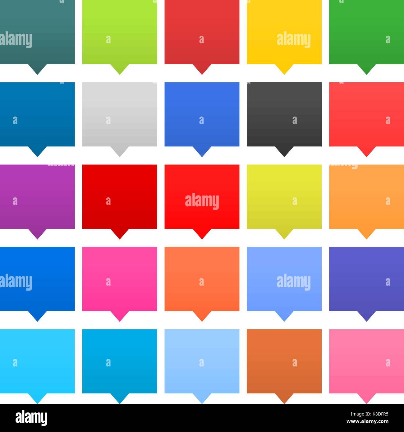 Flat 25 speech bubble sign web icon square shape on white background ...