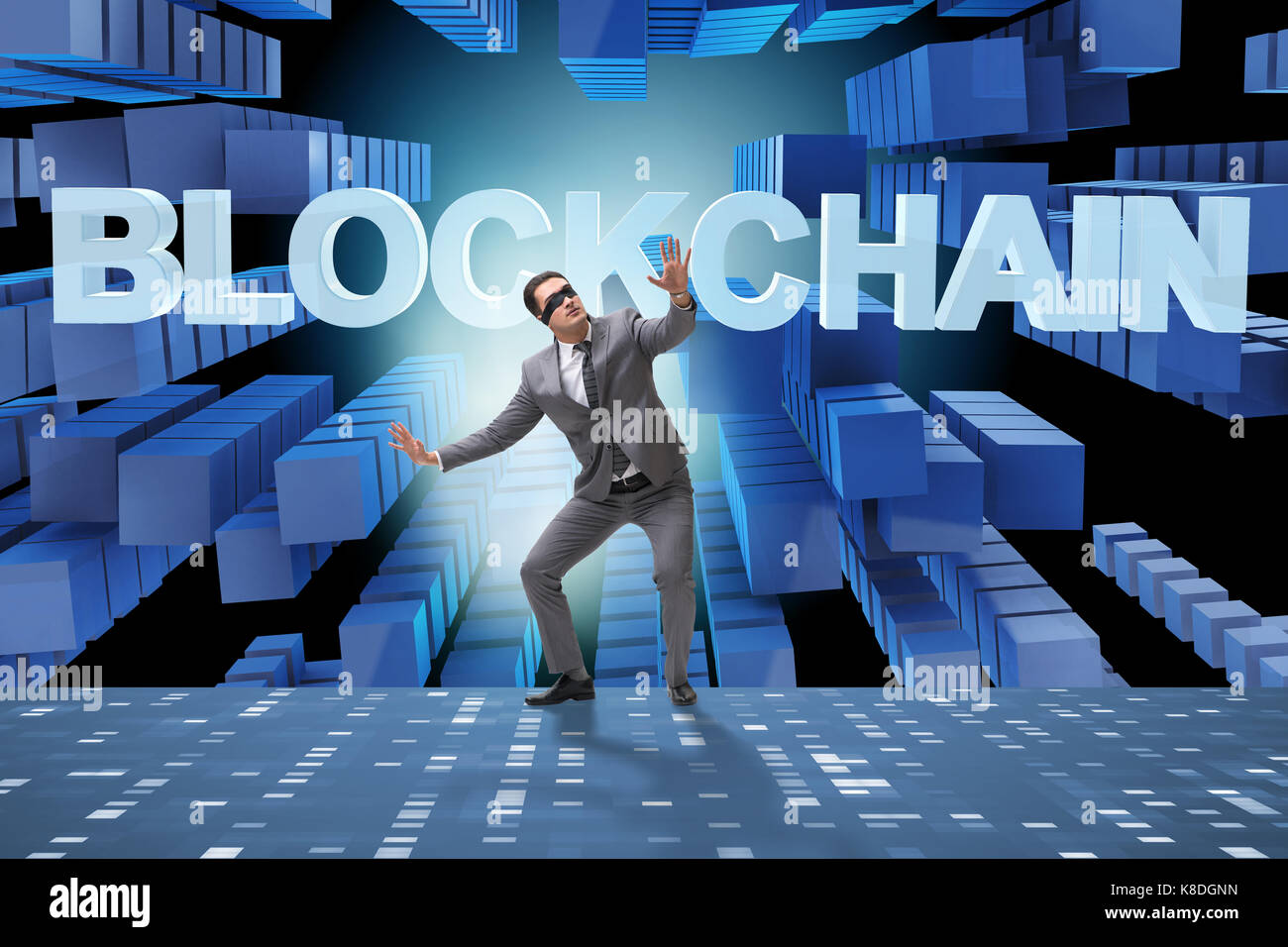 Businessman in blockchain cryptocurrency concept Stock Photo - Alamy