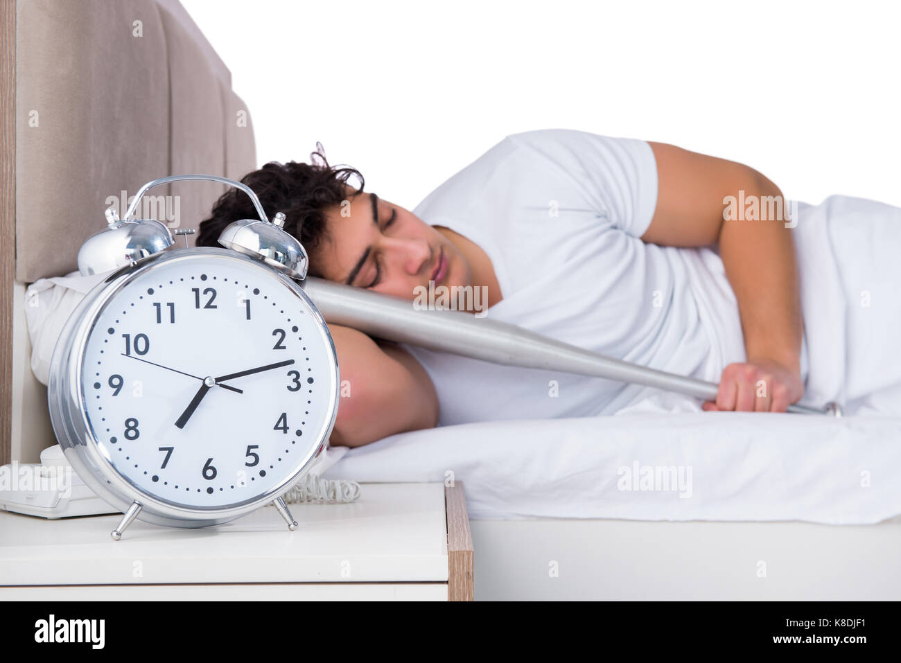 Man in bed suffering from insomnia Stock Photo - Alamy